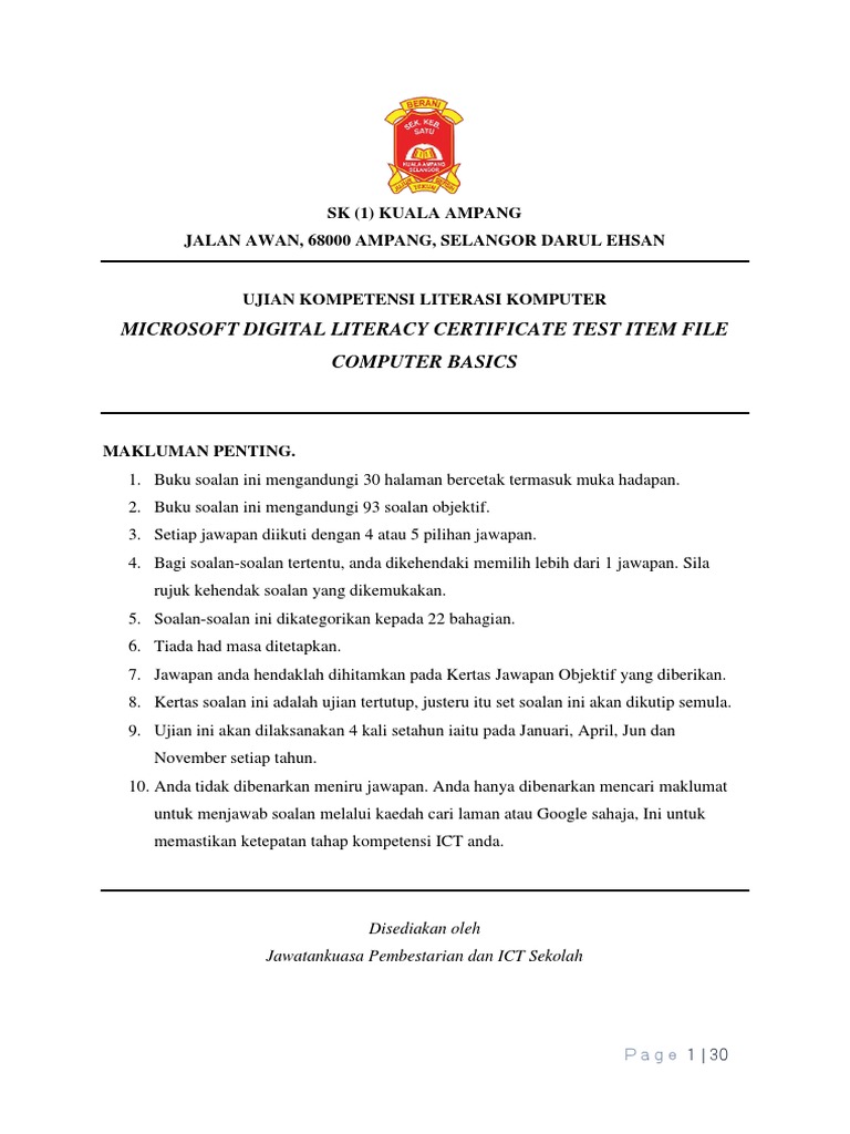 Soalan Kompetensi ICT 2017 PDF | PDF