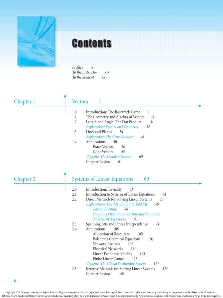 Linear Algebra Table of Contents | PDF | Matrix (Mathematics) | Vector ...