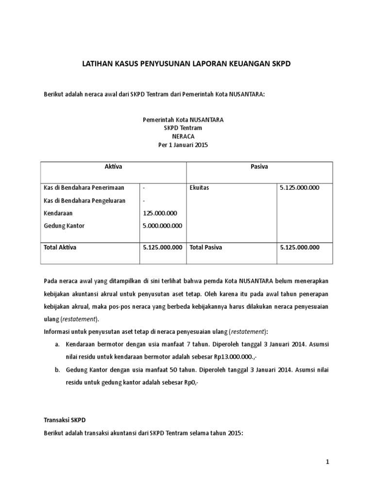 Laporan Keuangan SKPD Tentram | PDF