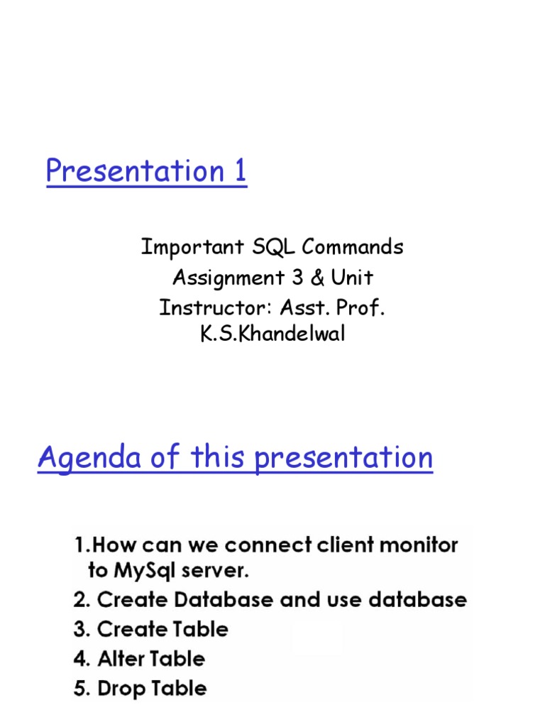 Presentation 1: Important SQL Commands Assignment 3 & Unit Instructor ...