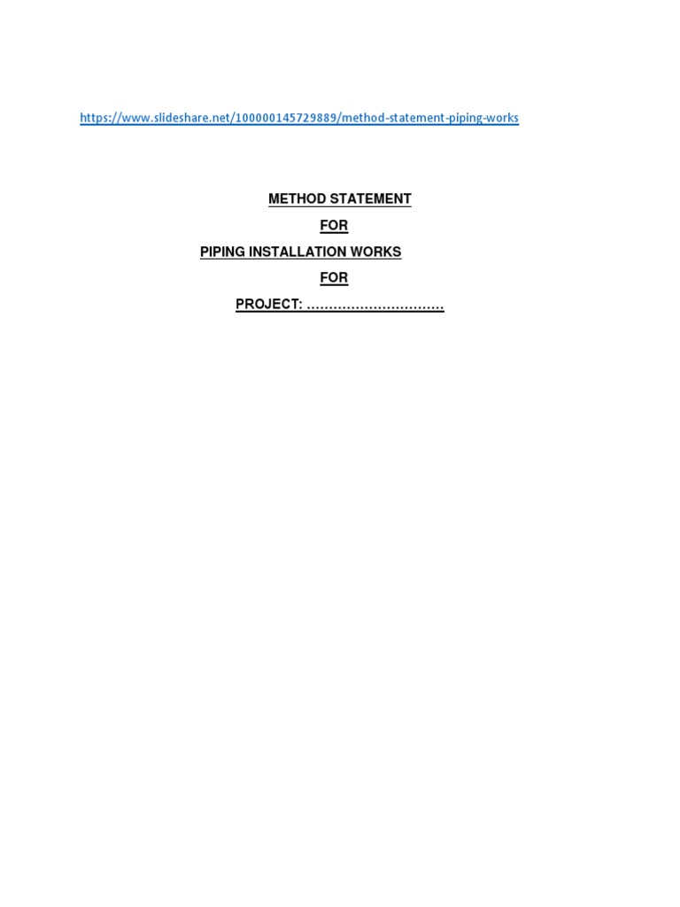 METHOD STATEMENT - Piping | PDF | Pipe (Fluid Conveyance) | Welding