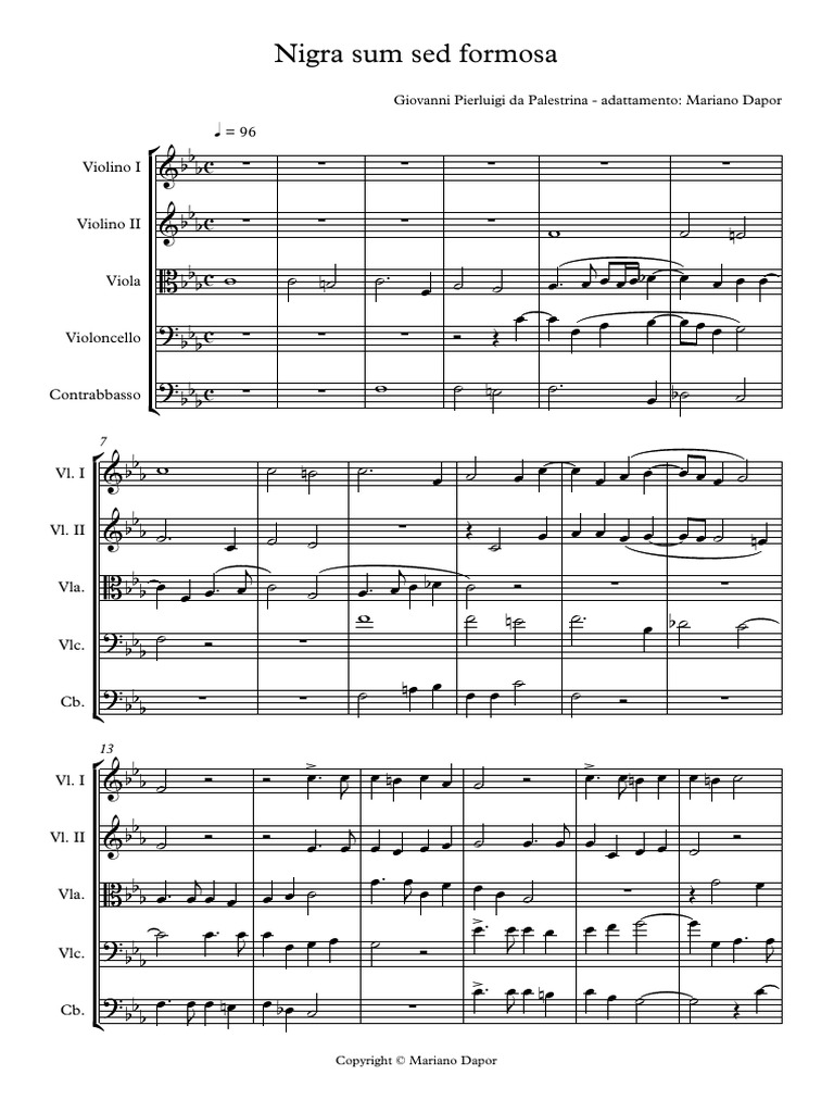 Nigra Sum Sed Formosa - Partitura e Parti (Trascinato) PDF | PDF
