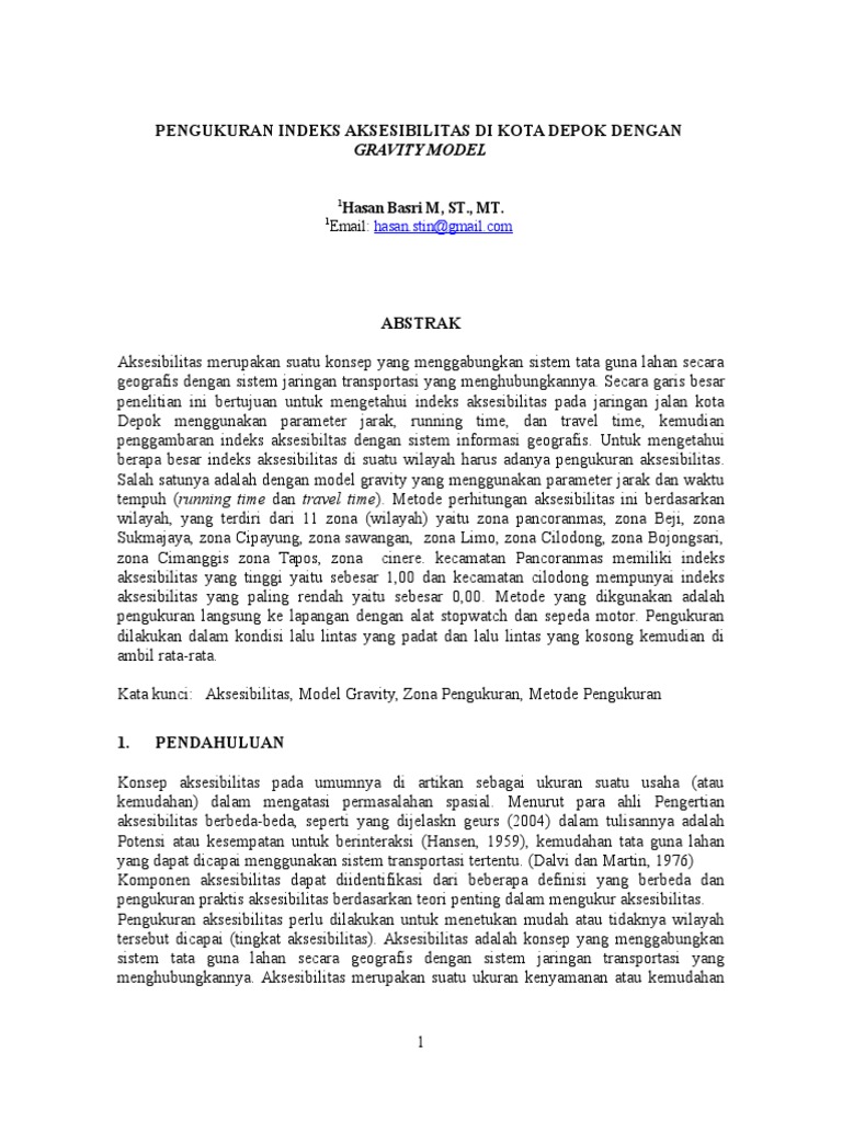 Pengukuran Indeks Aksesibilitas | PDF | Metode & Bahan Ajar