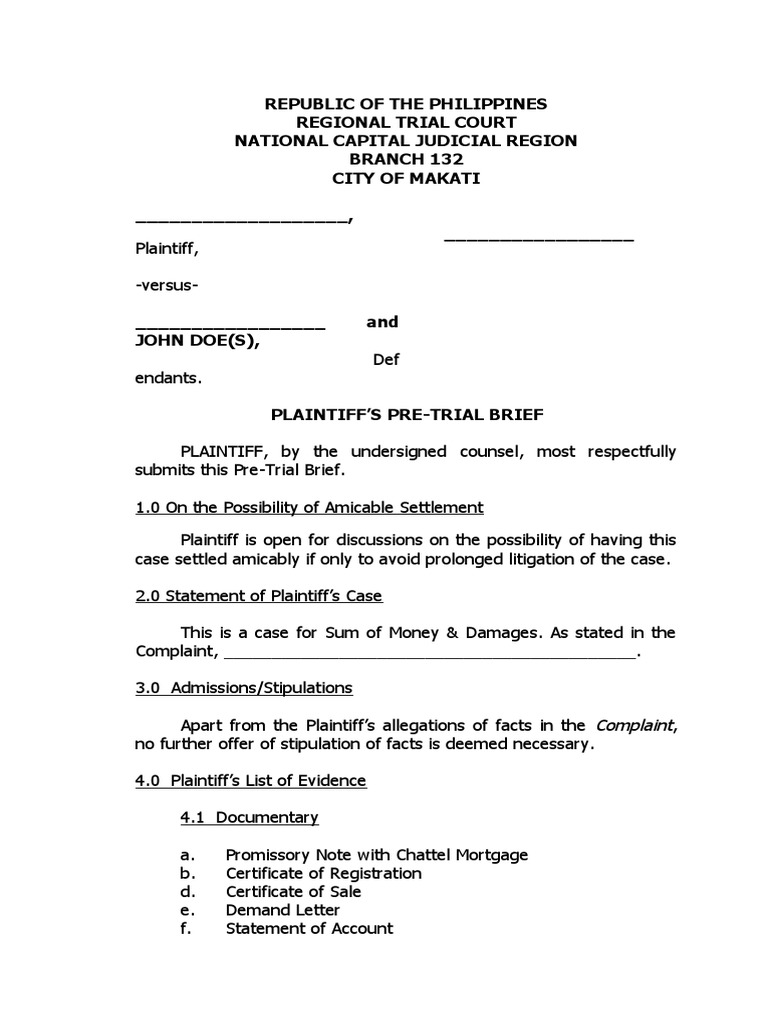 Legal Brief for Court Proceedings | PDF | Settlement (Litigation) | Lawsuit