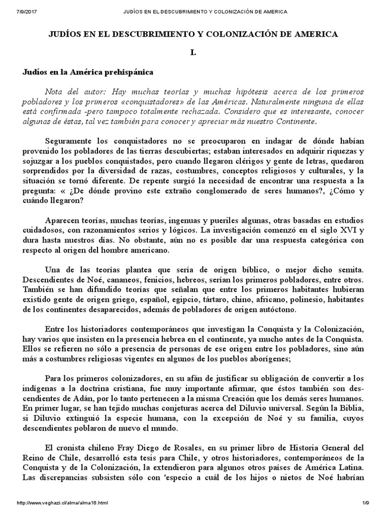 Judíos en El Descubrimiento y Colonización de America PDF | PDF ...