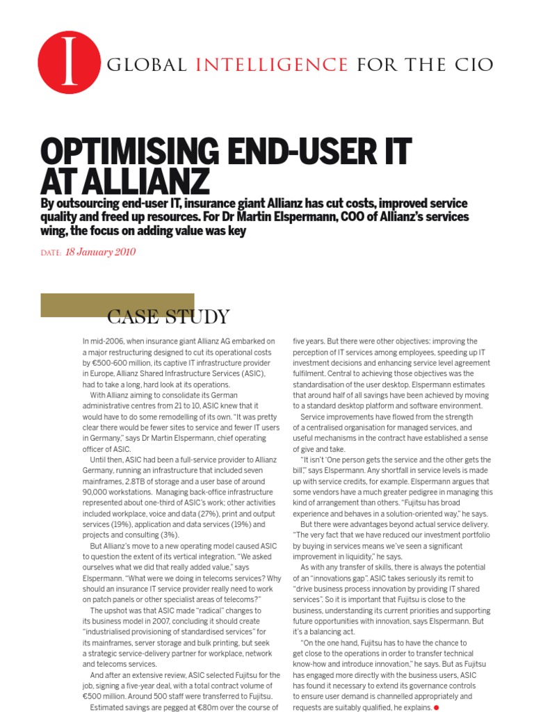 I-Cio Case Study Allianz | Download Free PDF | Innovation | Information Technology
