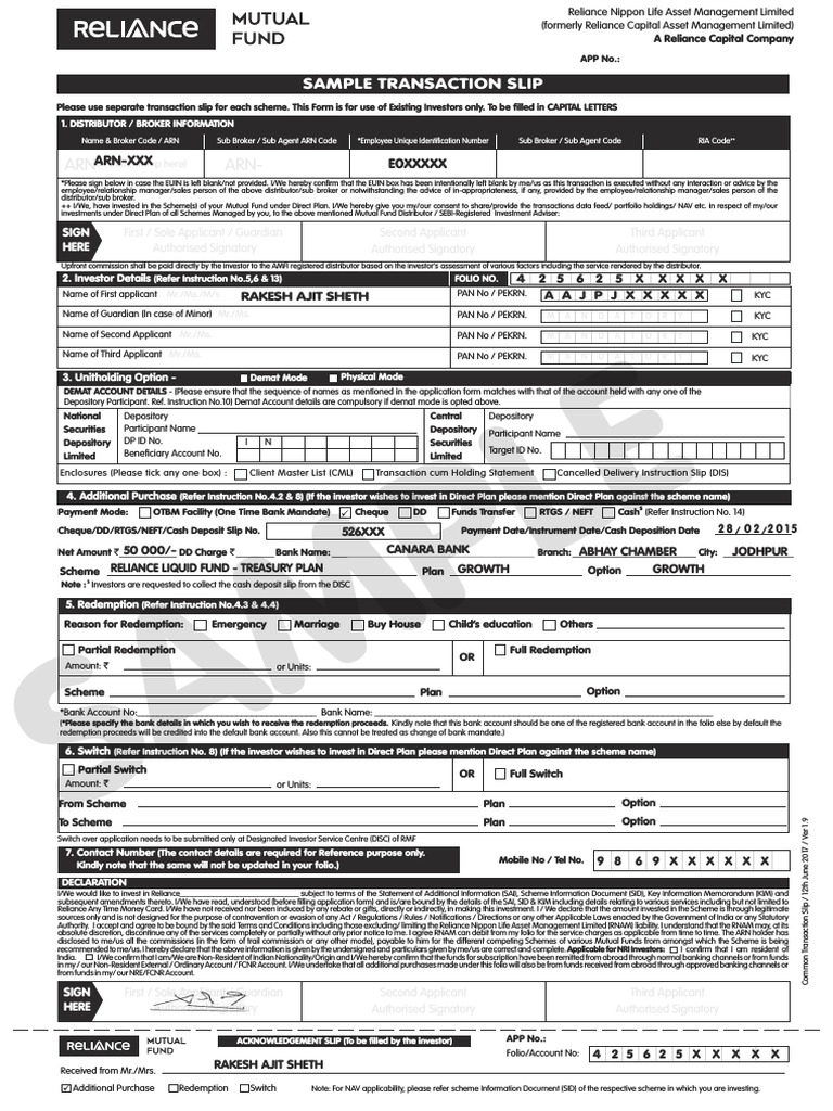 Common-Transaction-Slip-05-05-2017-Sample.pdf | Business | Financial ...