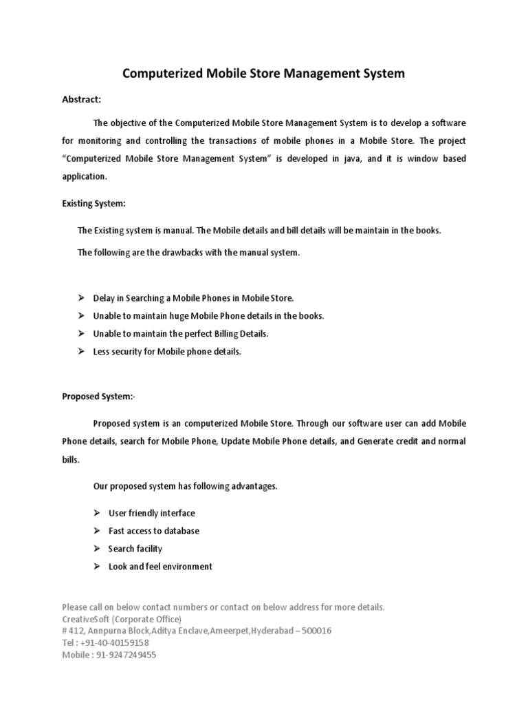 16) Computerized Mobile Store Management System (Abstract) | PDF ...