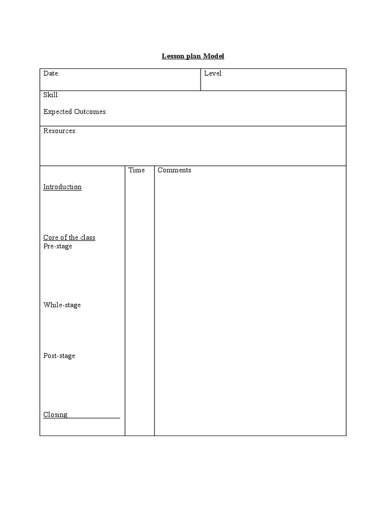 Modelo de Lesson Plan | PDF