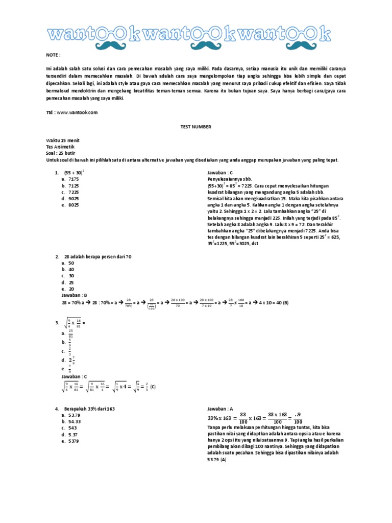 Test Number Soal Jawaban Pembahasan | PDF