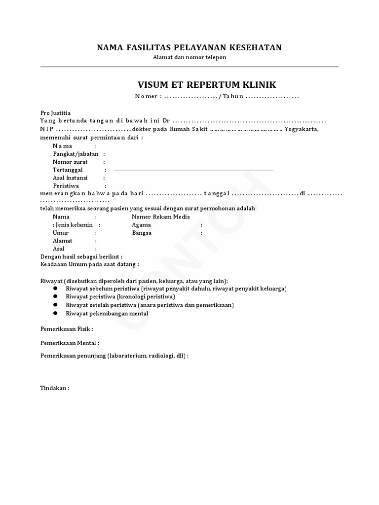 Contoh Surat Visum Et Repertum | PDF