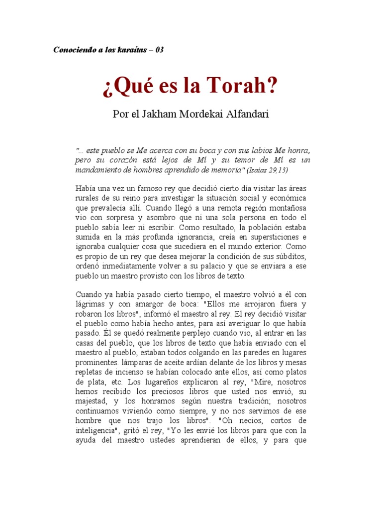 La Torah: Más que una Religión | PDF | Tora | Shabat