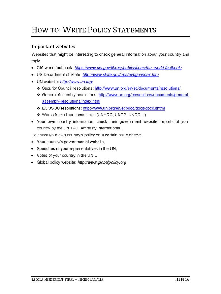 Writing Effective Policy Statements | PDF | Weapons Of Mass Destruction ...