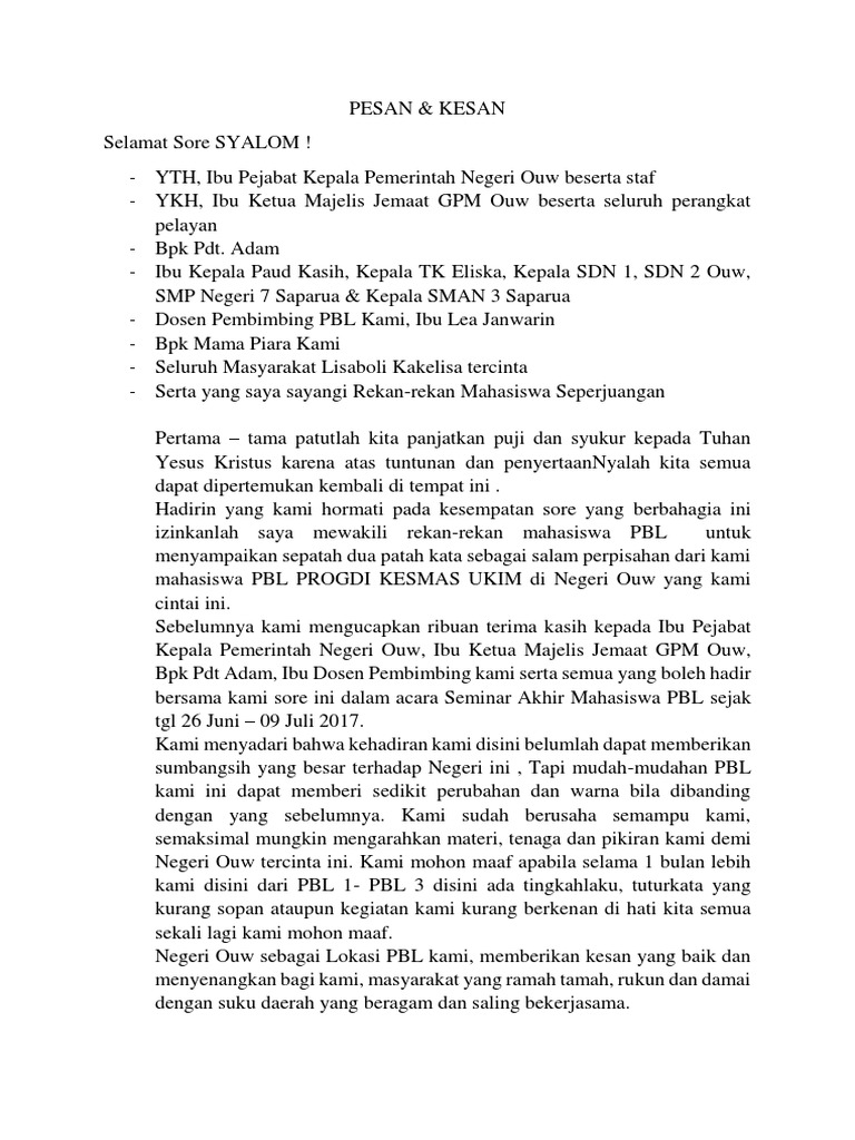 Pesan & Kesan | PDF