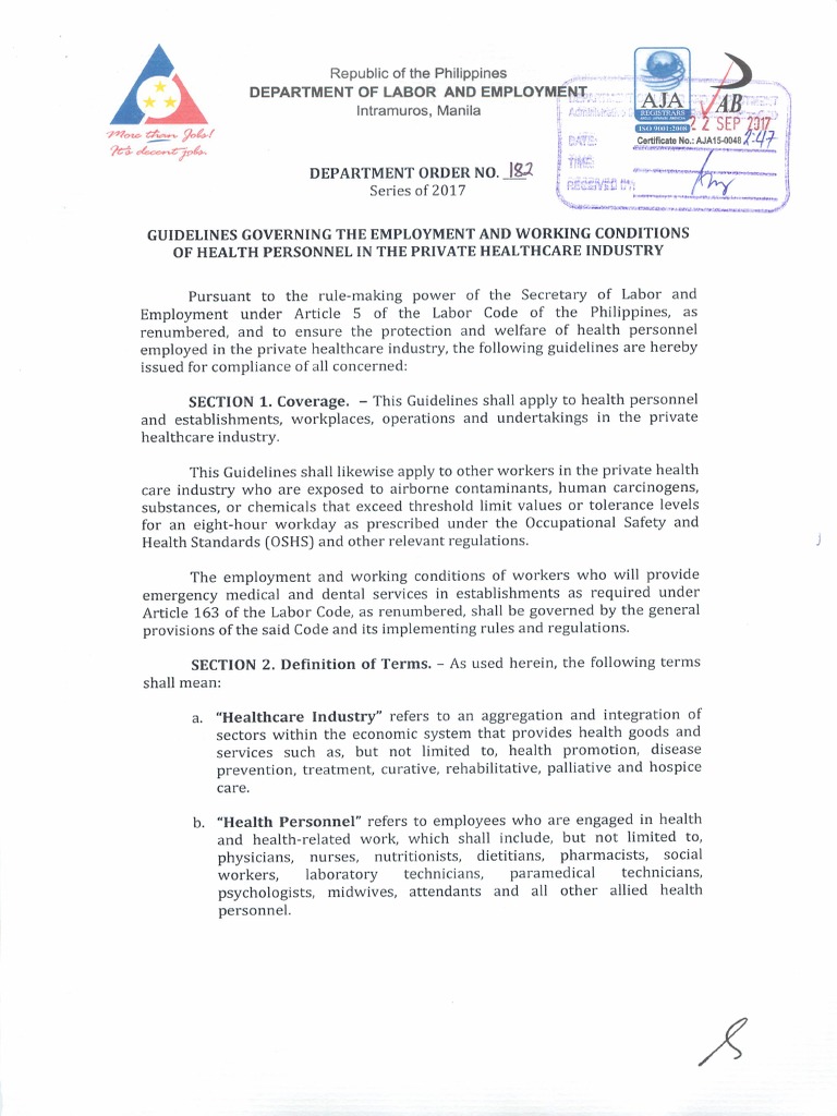 DO 182 17 Guidelines Governing The Employment and ...