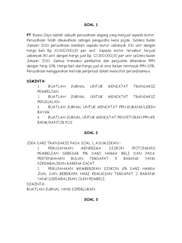 Contoh Soal Akuntansi Pajak PPN | PDF