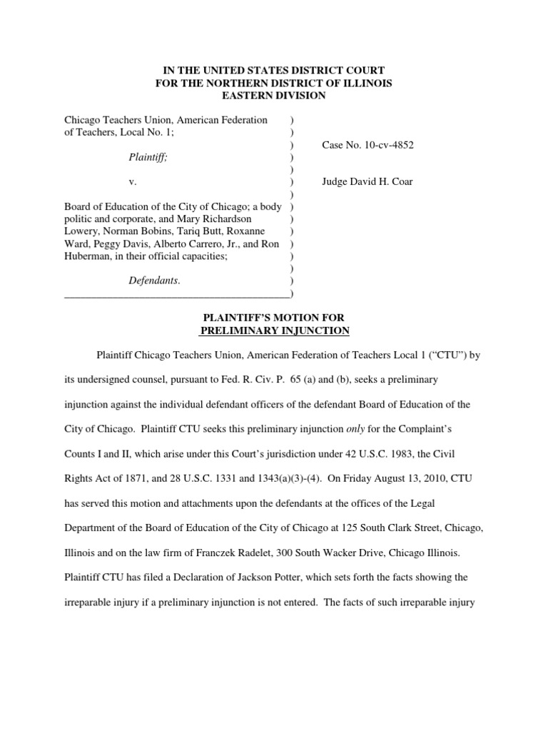 Motion For Preliminary Injunction | Download Free PDF | Fourteenth ...