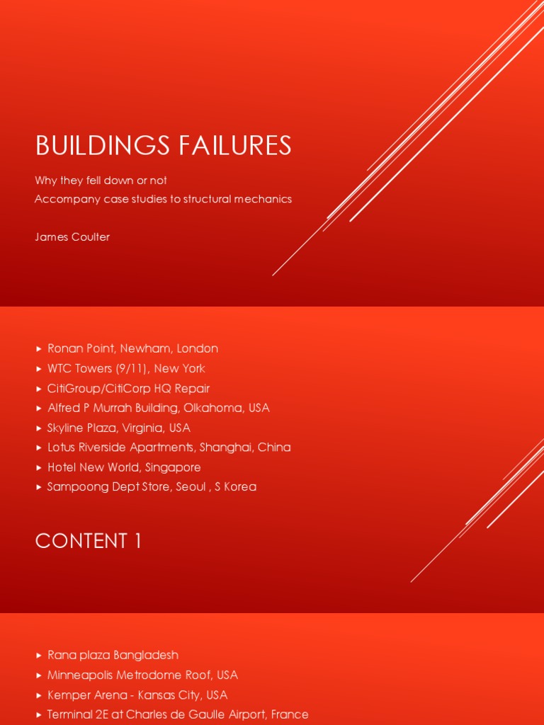 Buildings Failures: Why They Fell Down or Not Accompany Case Studies To Structural Mechanics ...