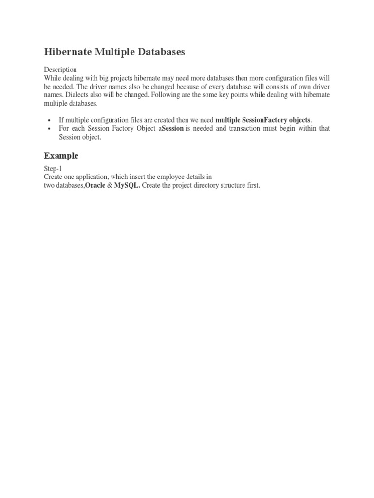 Hibernate Multiple Databases Example Pdf Databases Computer Data 8885