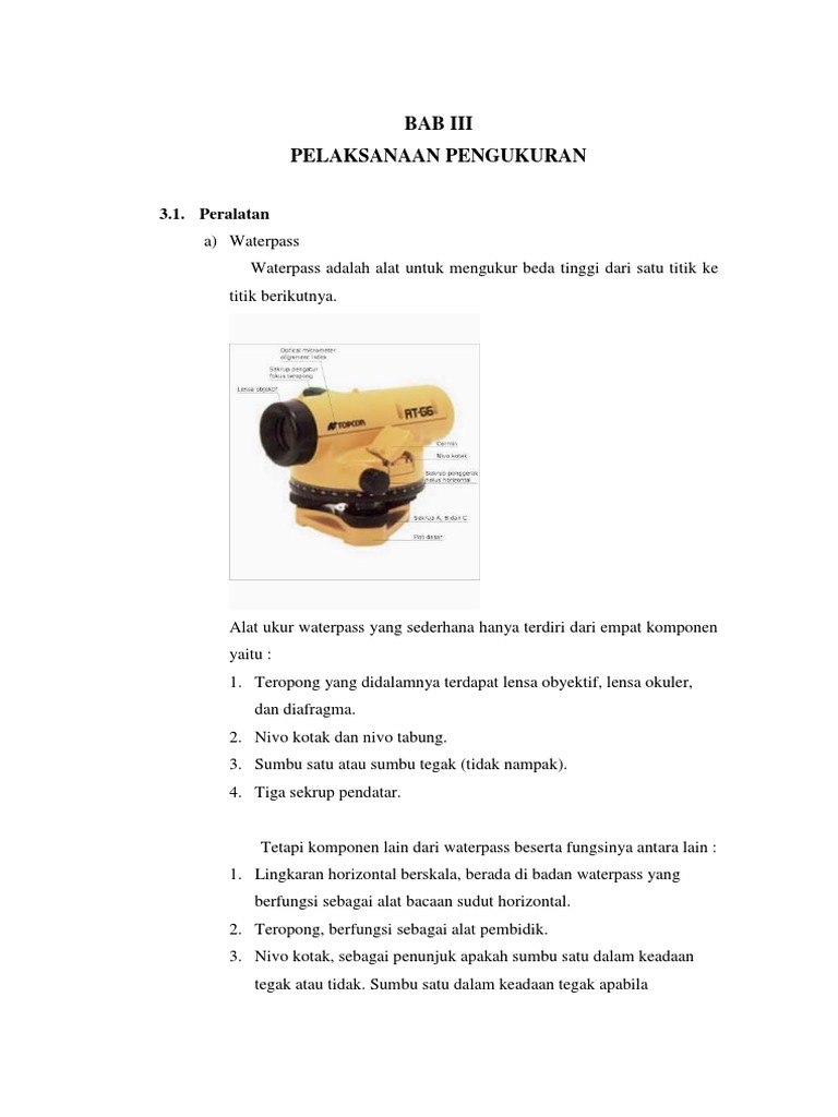 Fungsi dan Komponen Waterpass | PDF | Griya & Taman