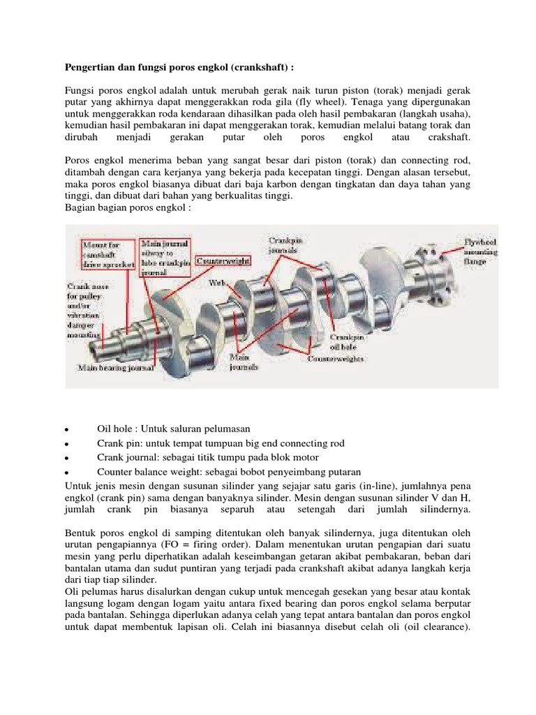 Pengertian Dan Fungsi Poros Engkol | PDF