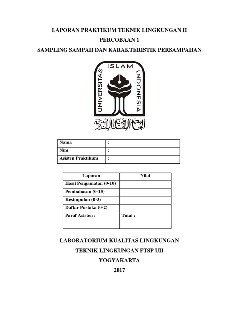 Laporan Praktikum Teknik Lingkungan Ii (Cover) | PDF