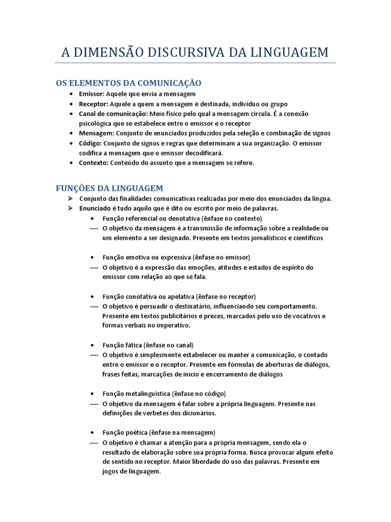 A Dimensão Discursiva Da Linguagem | PDF