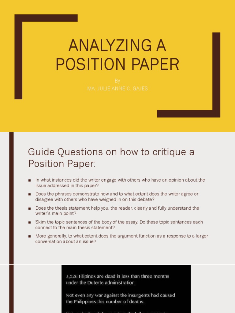 Analyzing A Position PAPER | PDF