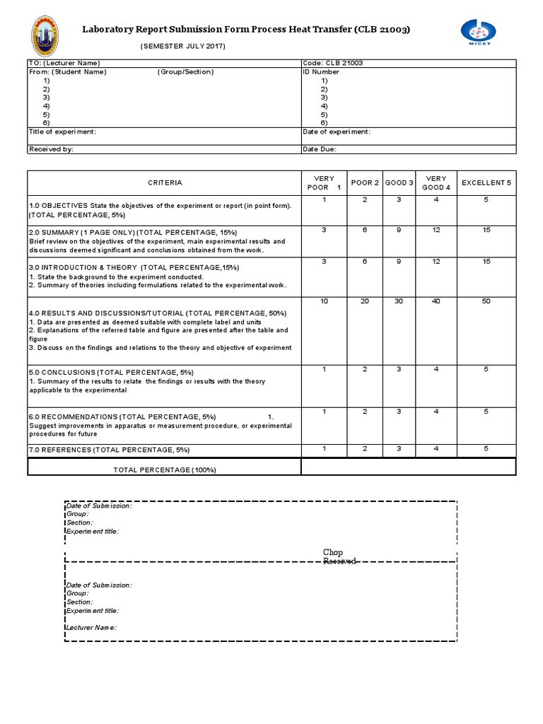 Cover Page Lab Report | PDF | Experiment | Science