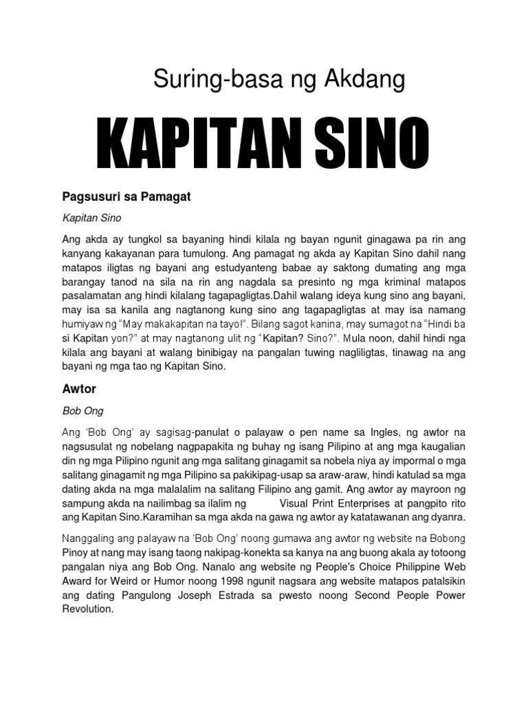 Suring Basa NG Akdang Kapitan Sino | PDF