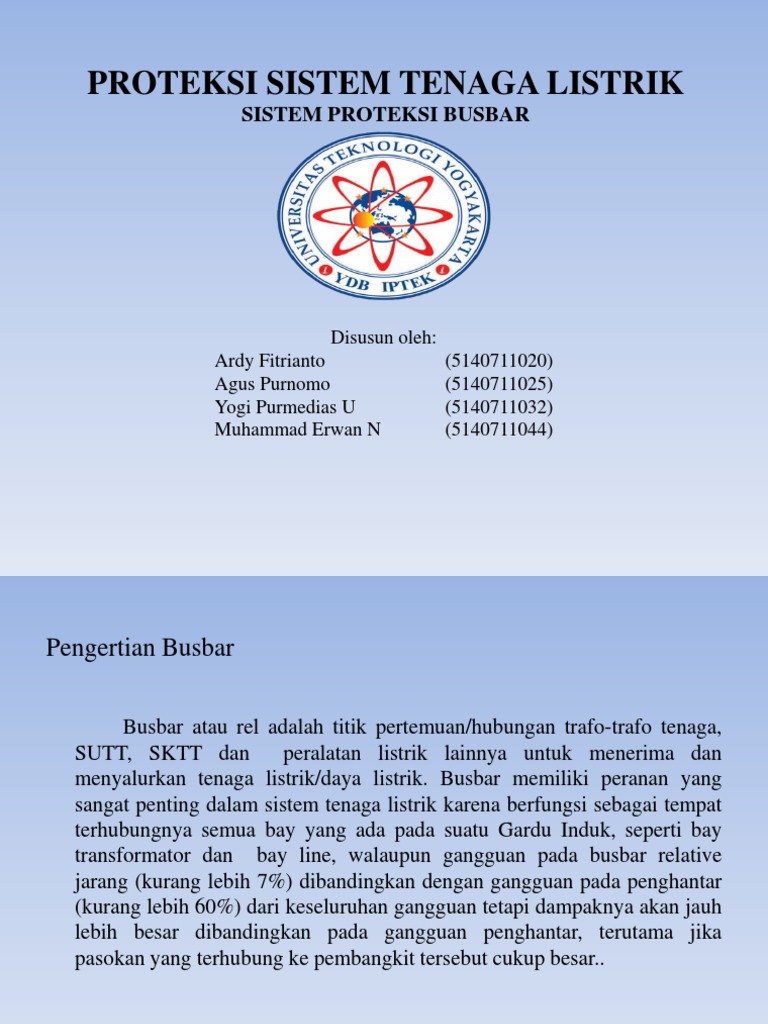 5.Ppt Sistem Proteksi Busbar | PDF | Komputer | Teknologi & Rekayasa