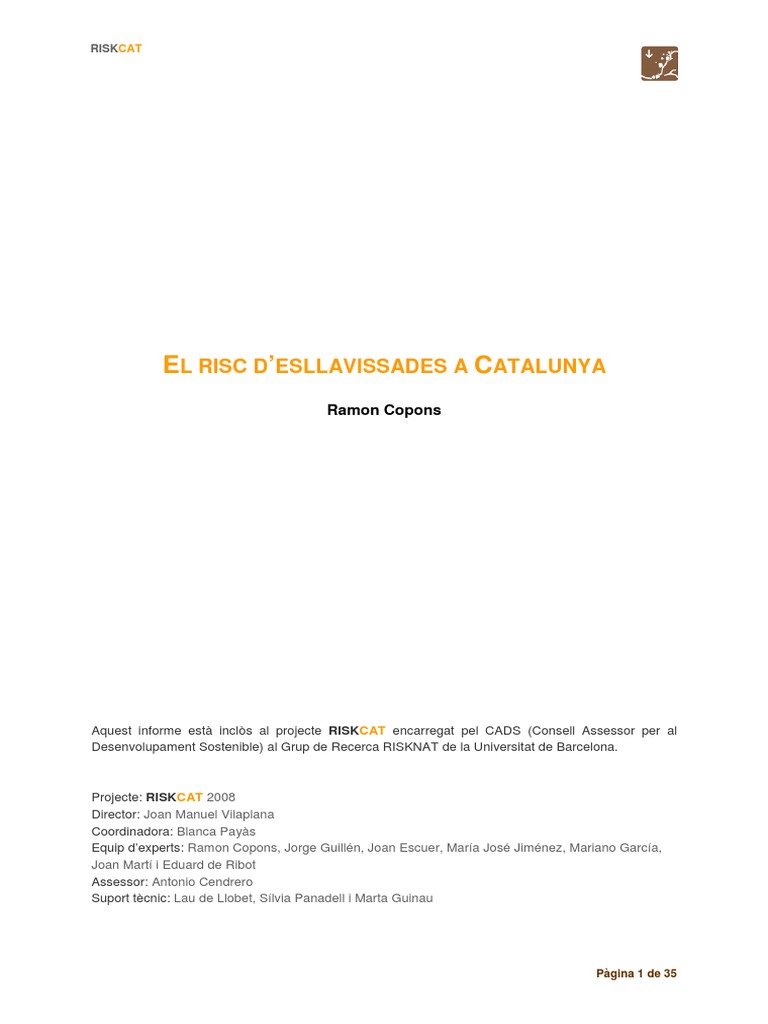 El Risc Desllavissades A Catalunya | PDF