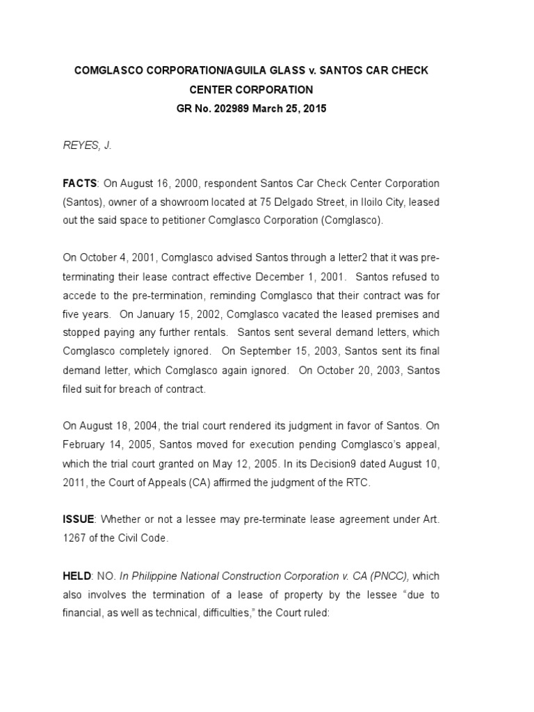 Comglasco Corporation:Aguila Glass v. San | PDF | Lease | Private Law