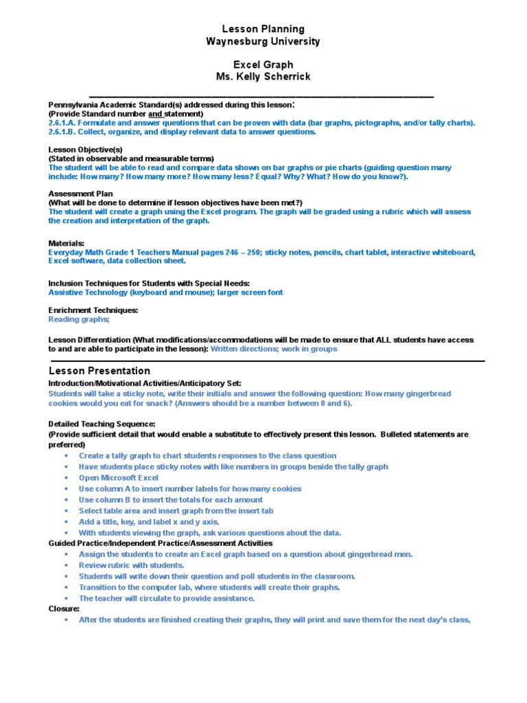 Excel Graph Lesson Plan | PDF | Chart | Microsoft Excel