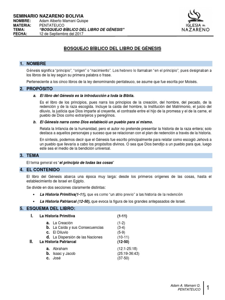 Bosquejo del Libro de Génesis | PDF | Libro del Génesis | Abrahán