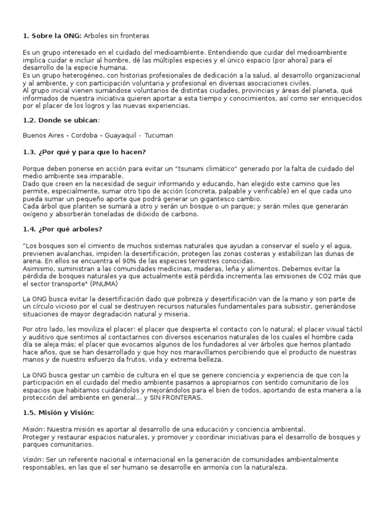 Arboles Sin Fronteras | PDF | Organización no gubernamental | Los bosques
