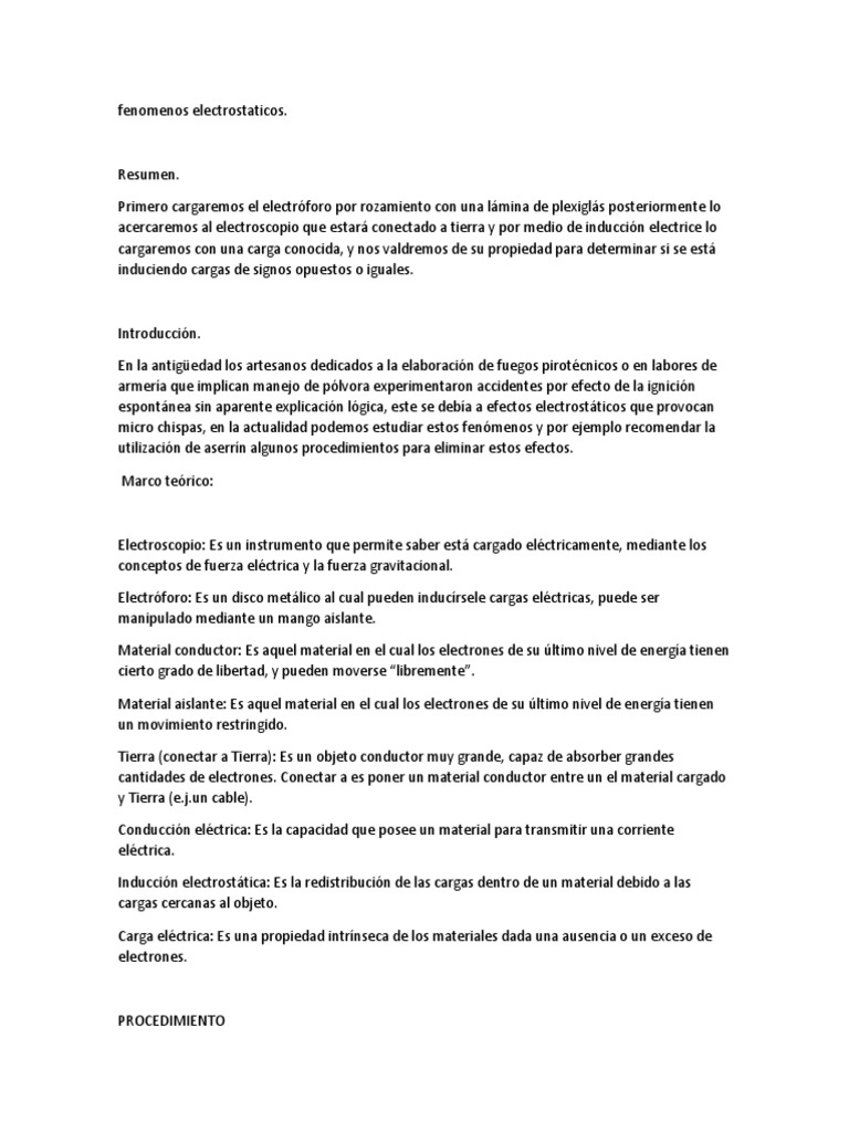 Fenomenos Electrostaticos | PDF | Electrostática | Electrón