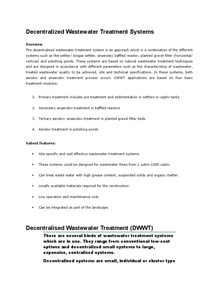 Decentralized Wastewater Treatment Systems | PDF | Sewage Treatment ...