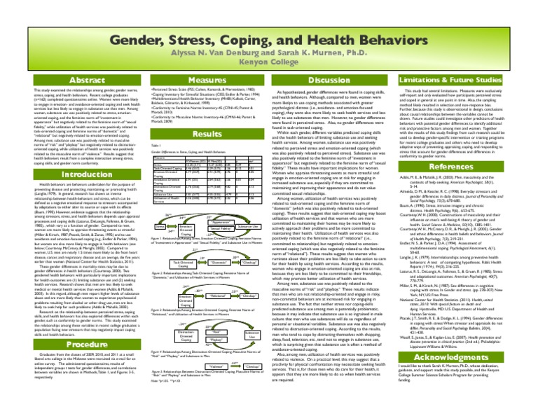 Gender, Stress, Coping, and Health Behaviors: Measures Discussion | PDF ...
