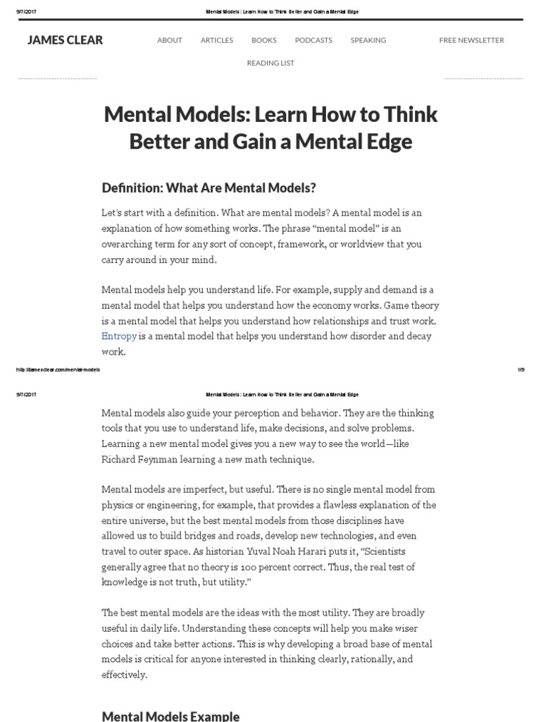 Mental Models - Learn How To Think Better and Gain A Mental Edge PDF ...