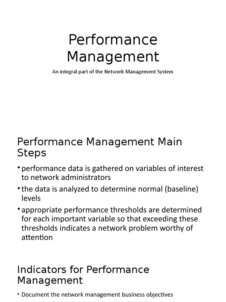 Performance Management: An Integral Part of The Network Management System | PDF