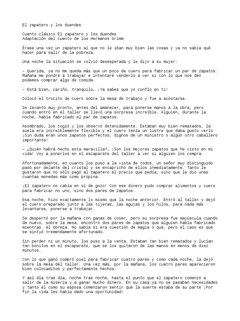 El Zapatero y Los Duendes