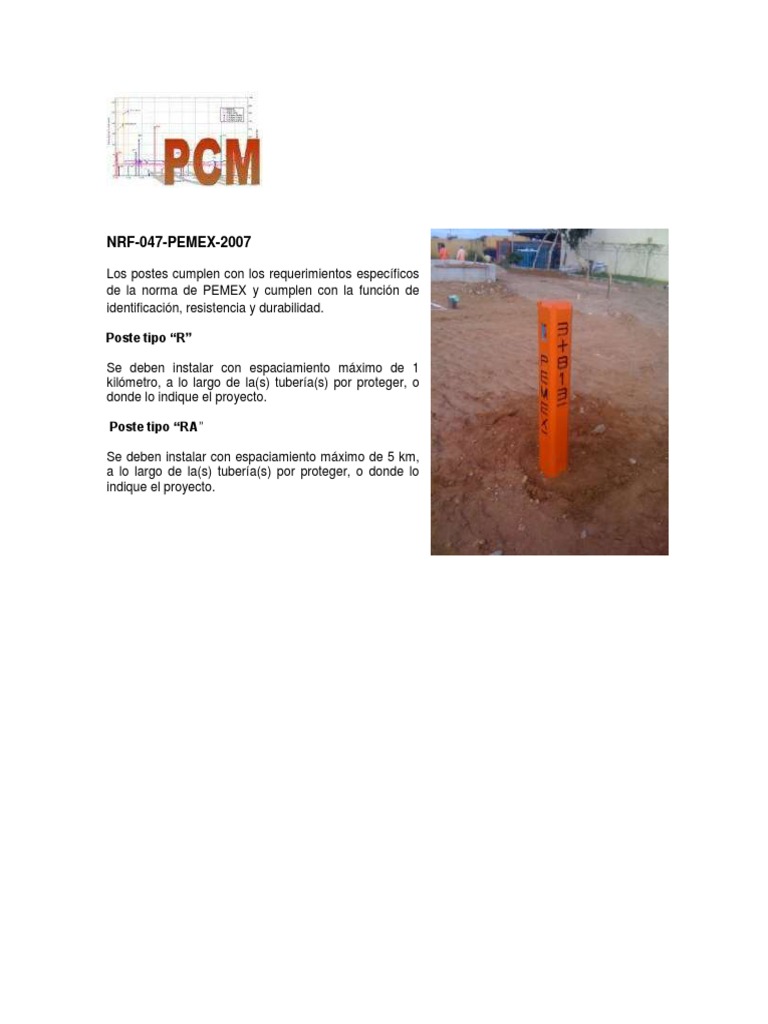 Postes Tipo R y RA: Normativa PEMEX | PDF | Tecnología