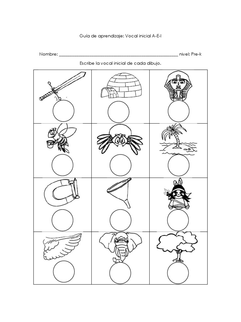 Guía de Aprendizaje-Vocal Inicial a-e-i
