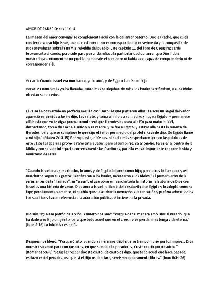 Amor de Padre Oseas 11 | Descargar gratis PDF | Amor | Jesús