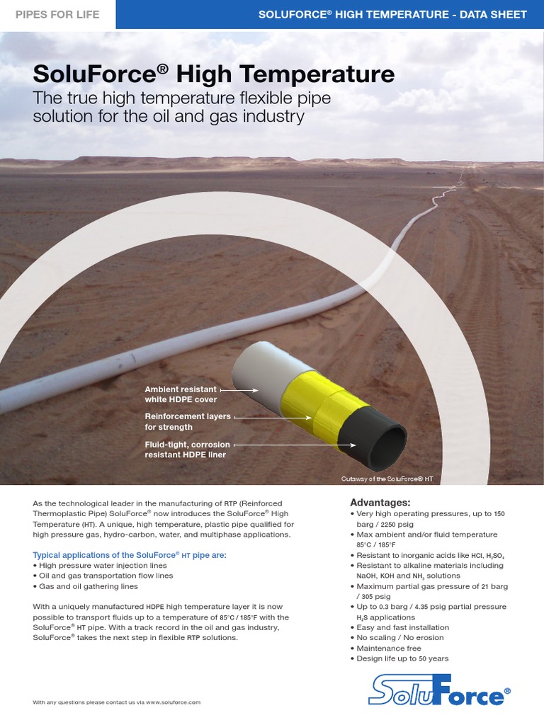 Soluforce High Temperature Pipes Productsheet PDF | PDF | Pipe (Fluid ...