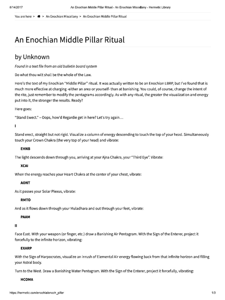 An Enochian Middle Pillar Ritual - An Enochian Miscellany - Hermetic ...