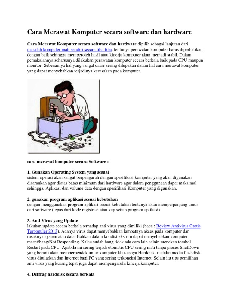 Cara Merawat Komputer Secara Software Dan Hardware | PDF