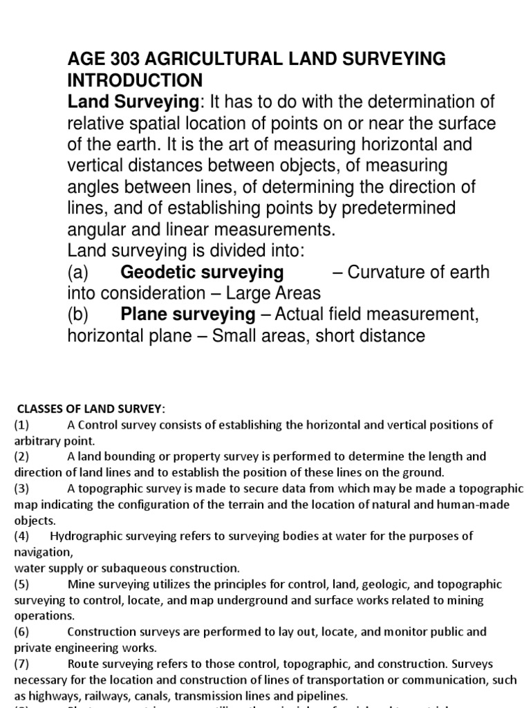 Agricultural Land Surveying | PDF | Surveying | Topography