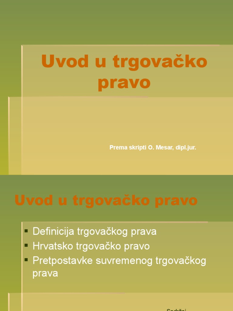 GP Uvod U Trgovacko Pravo | PDF